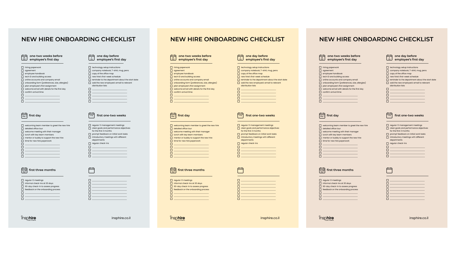 New Hire Onboarding: Checklist – InspHire — House of Talents